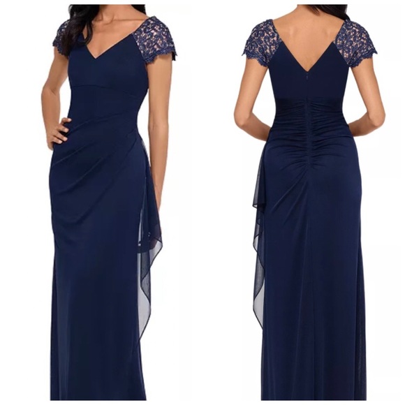 Xscape | Dresses | Nwot X By Xscape Lace Sleeve Chiffon Gown Size 8 ...